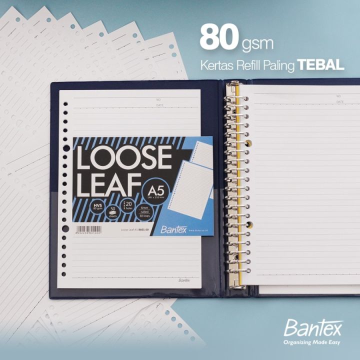 Bantex Loose Leaf Paper 20 Holes 80 gsm 50 Sheets A5 #8601 00 | Lazada ...
