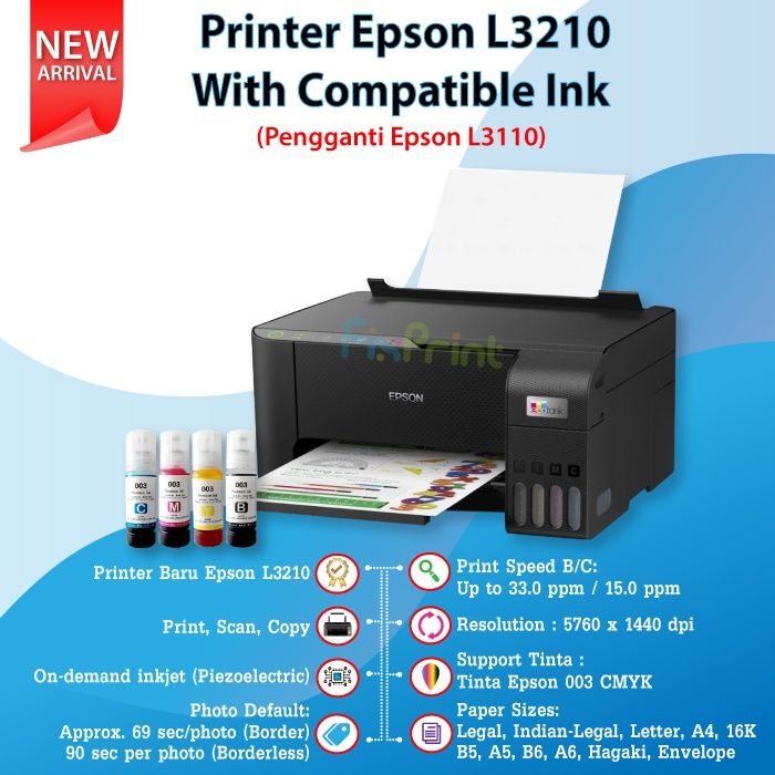 Printer Epson L3210 Black L3216 White Print Scan Copy All-in-One ...
