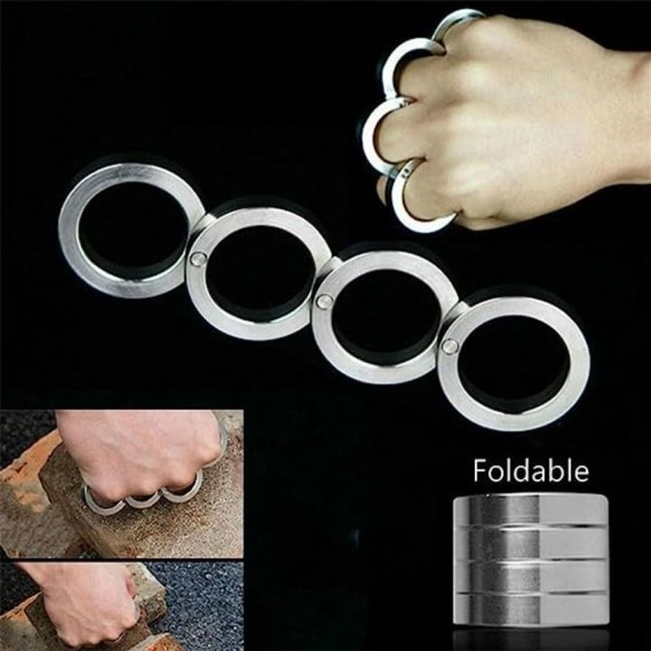 LEGATE13 2/4PCS Stainless Steel Folding Ring Portable Gifts Double Ring ...
