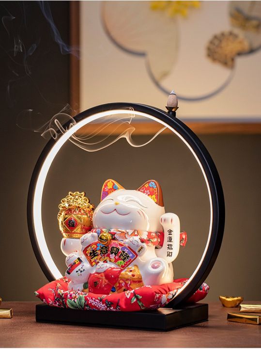 Mèo thần tài có đèn Led tròn 30cm và 40cm tặng nệm đỏ hộp quà | giava ...