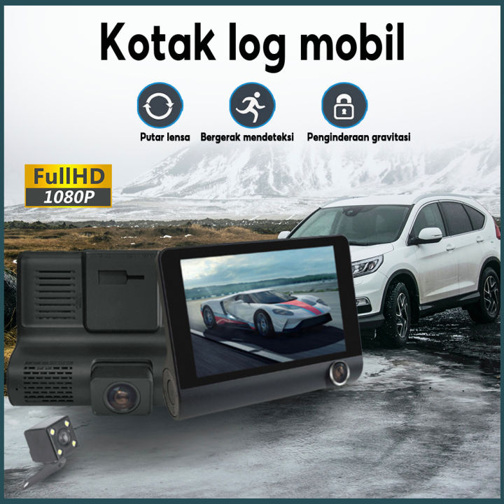 3 Lensa Dashcam 4 Inch CCTV Mobil 1080p Full HD Kamera Mundur Parkir ...