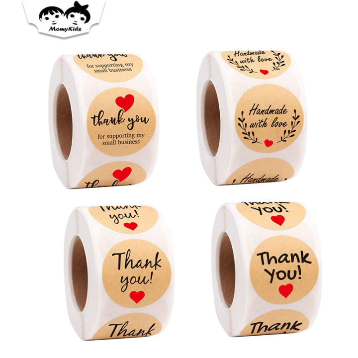 1 Roll (500Pcs) Stiker Label Thank You Sticker Craft Coklat Edition ...