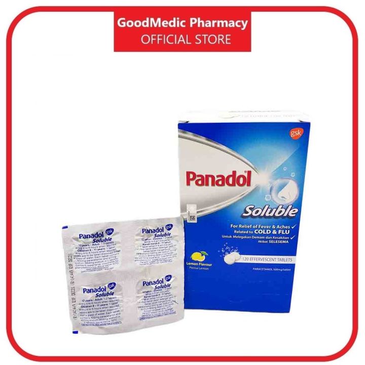 Panadol Soluble Paracetamol 500mg - 4 Efferverscent Tablets Lemon ...