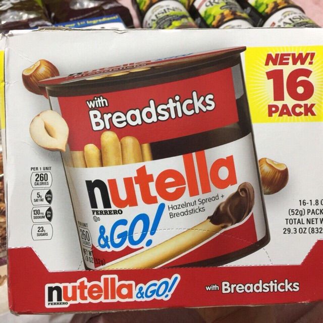 Thùng 16 hộp bánh que Mứt kem Socola hạt dẻ/ hạt phỉ Nutella Go ...