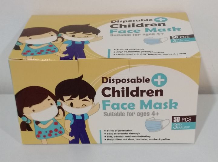 Disposable 3Ply Meltblown Face Mask for kids/child with Earloops (Green ...