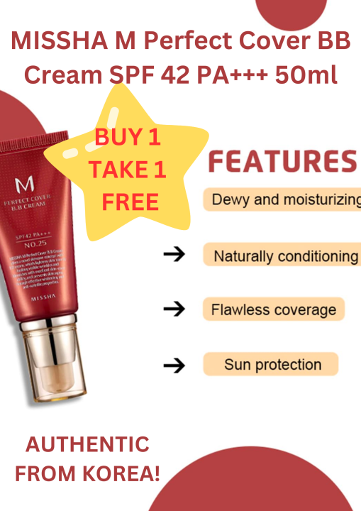 [BUY ONE GET ONE FREE] Missha Perfect Cover BB Cream 50ML SPF 42 KOREA FULL SIZE | Lazada PH