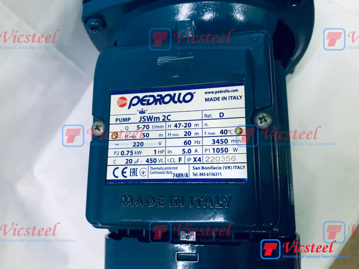 Pedrollo Water Pump 1 HP 1.5 HP Made in Italy Shallow Well Jet Type ...