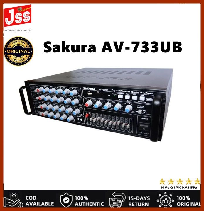 Sakura AV-733UB Karaoke Amplifier with USB, SD, FM, Bluetooth and Equalizer ( 450 Watts x 2 ...