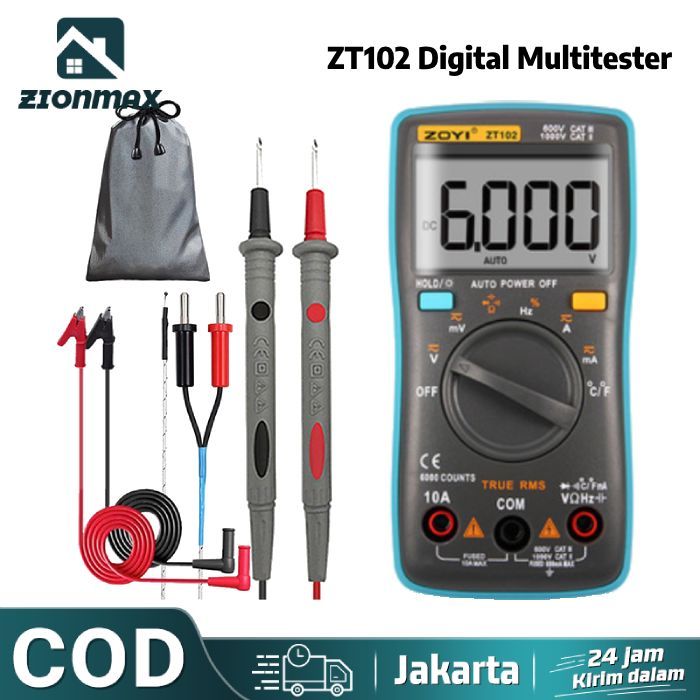 Multitester Digital Lengkap ZT102/ZT100 Avometer Digital Otomatis ...