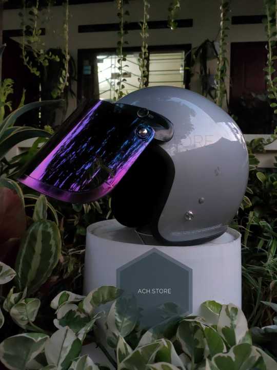 Helm bogo retro sni dewasa murah pria wanita hijab kaca datar hitam ...