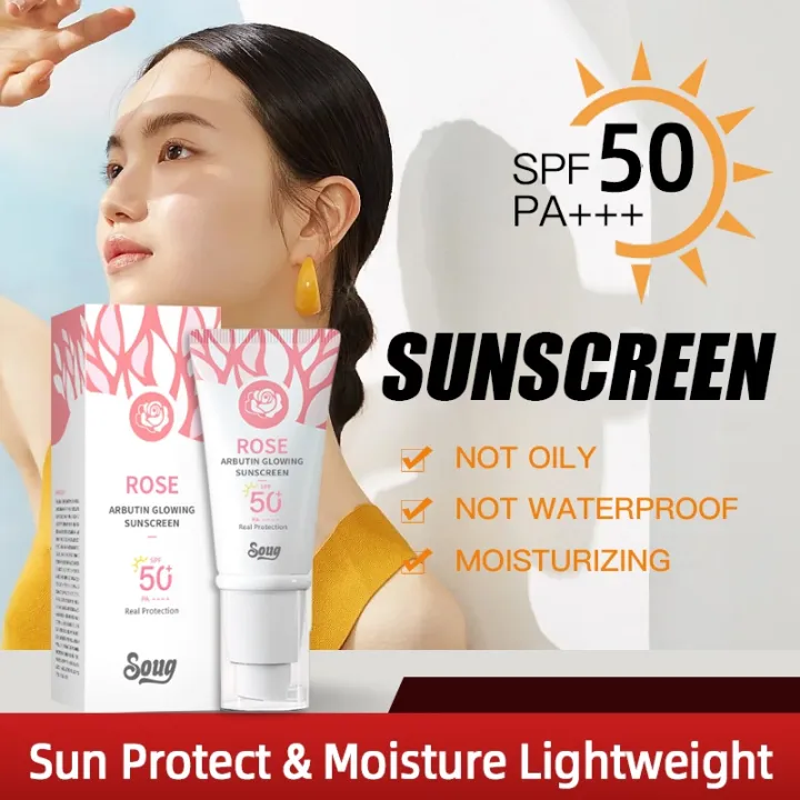 SUNSCREEN ROSE ARBUTIN GLOWING Tabir Surya 30g SPF50 PA++++for face and ...