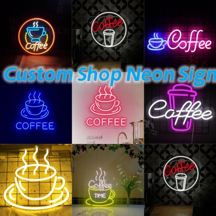 Custom Coffee shop Shape led neon sign indoor shop wall decoration ...
