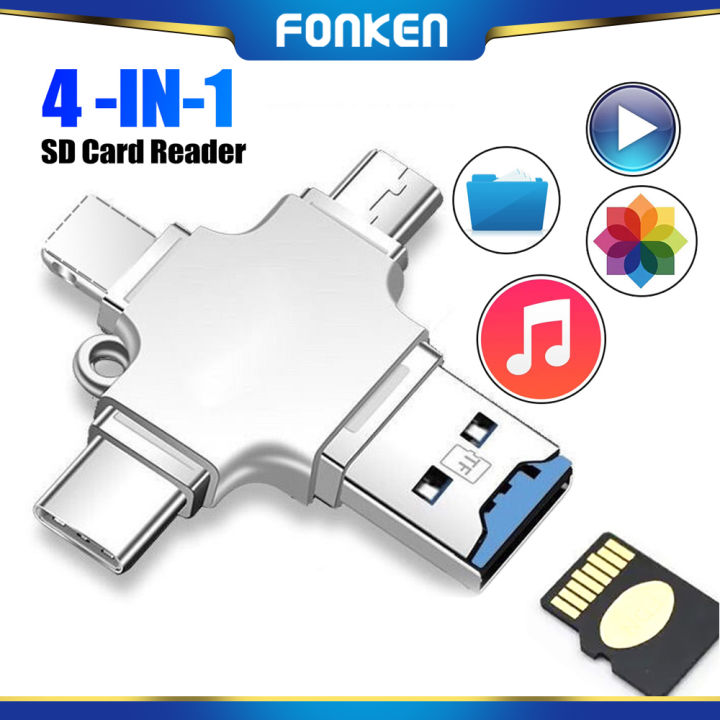 FONKEN 4 In 1 Memory Card Reader Type C Micro USB TYPE C Adapter Card ... FONKEN 4 In 1 Memory Card Reader Type C Micro USB TYPE C Adapter Card ...