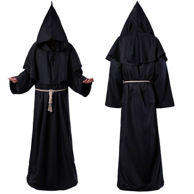 Halloween Costumes for Men Wizard Cosplay Medieval Monk Friar Robe ...