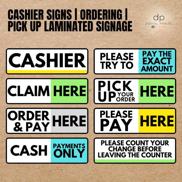 cashier signage | payment signage | order Signage | laminated signage ...