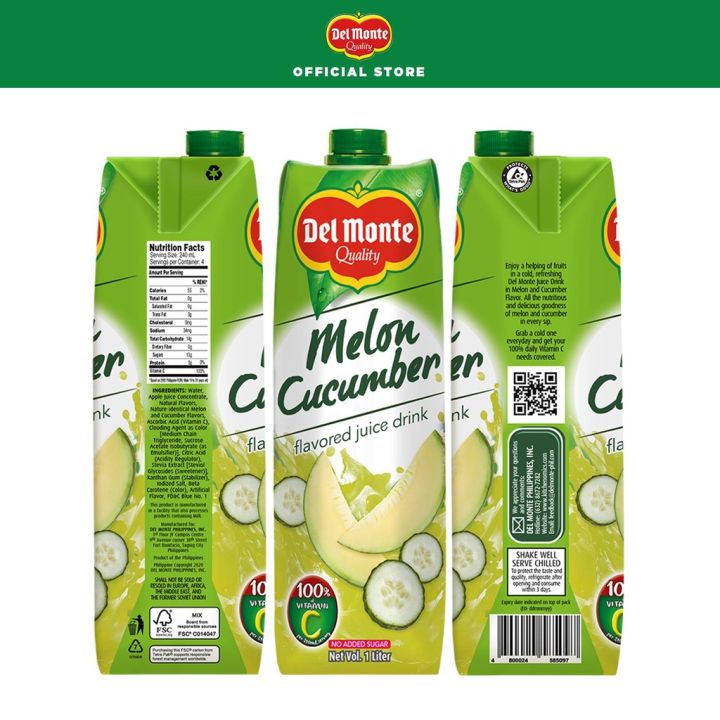 DEL MONTE Melon Cucumber Juice Drink for Refreshing Fruity Goodness ...
