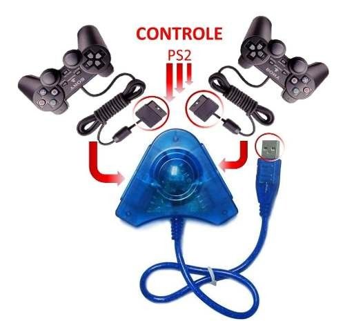 Dual PS2 Controller gamepad console joystick to PC USB convertor ...