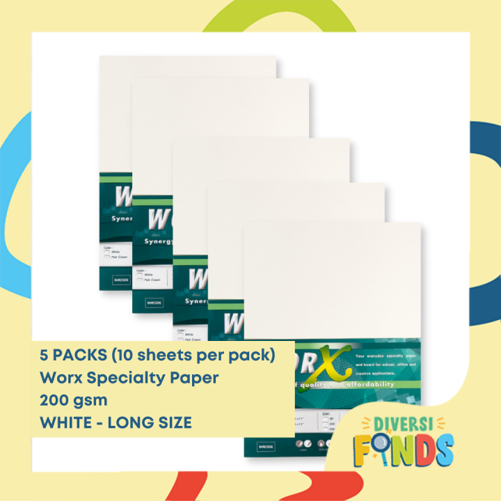 5 PACKS Worx Specialty / Board Certificate Paper 200gsm White Long 10 ...