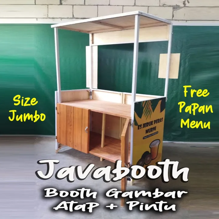 Booth Portable Kayu Jumbo 140x90x45 cm Bonus Atap + Pintu+Rak Depan ...