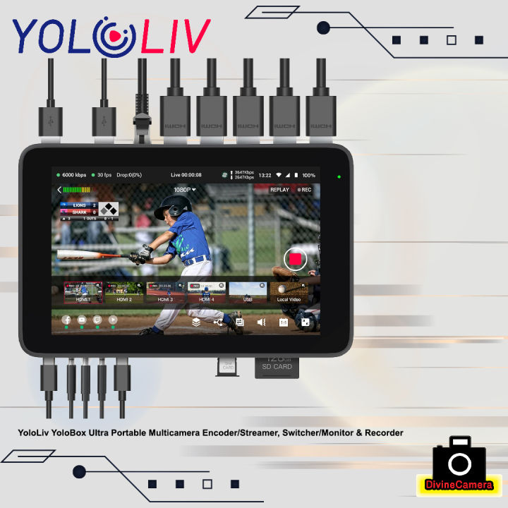 YoloLiv YoloBox Ultra Portable Multicamera Encoder/Streamer, Switcher/Monitor & Recorder | Lazada
