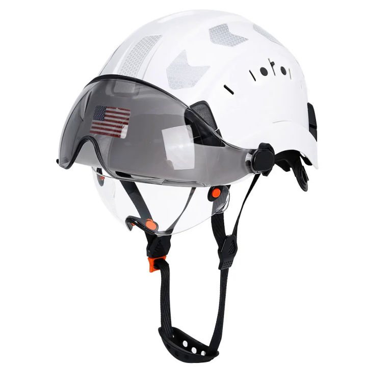 Construction Safety Helmet with Visor Built In Goggles Reflective ...