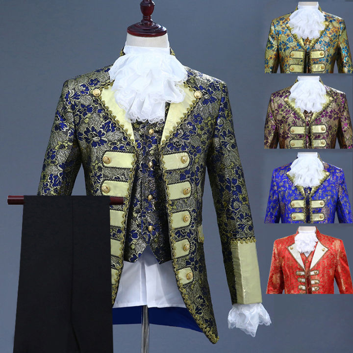 Men Cosplay Party Costume Suits Renaissance Medieval Embroidery Jacket ...