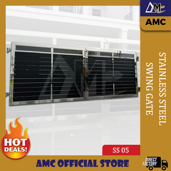 [PRE-ORDER SS05] 10x6ft Main Double Swing Gate / Pintu Pagar / Stainless Steel 304 / Aluminium ...
