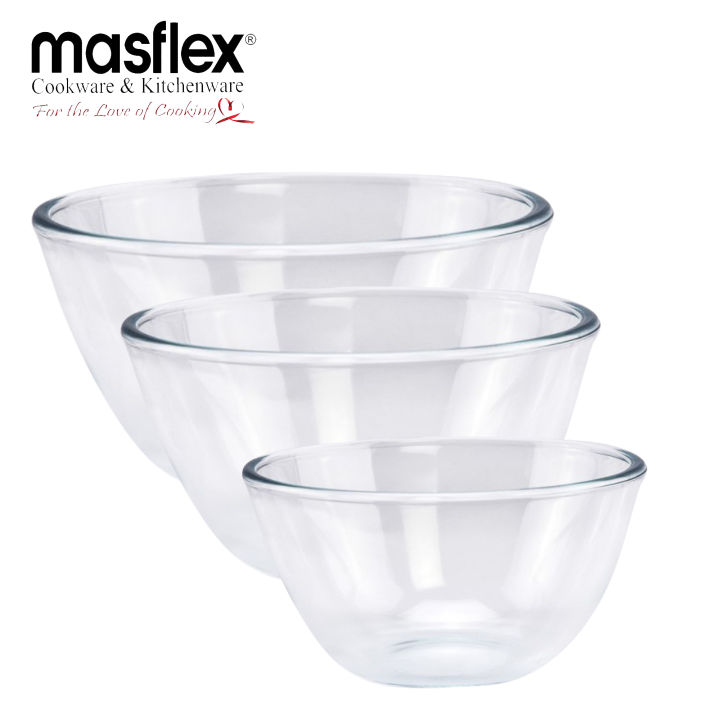 Masflex Original Borosilicate Glass Mixing Bowl Suitable for Microwave ...
