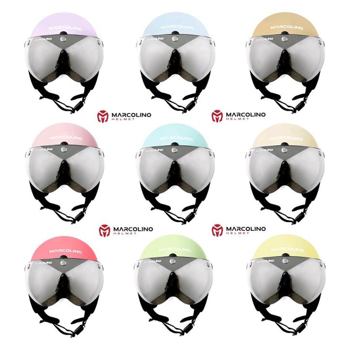 Helm Bogo Retro Marcolino Pastel Edition SNI Half Bubble Chrome Visor ...