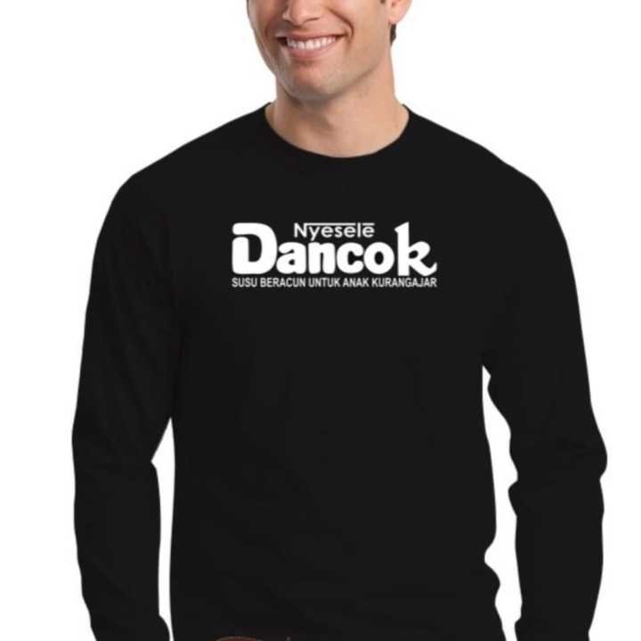 BAJU KAOS LENGAN PANJANG KATA-KATA //NYESELE//DANCOK// BAHAN FULL ...