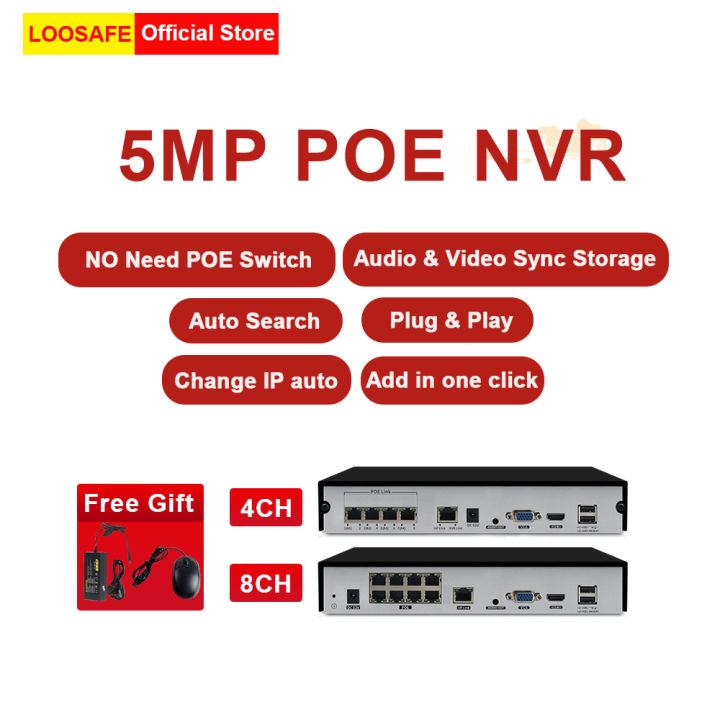 LOOSAFE 5MP HD 8CH POE Video Recorder POE HDD NVR for POE CCTV ...