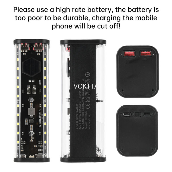 Transparent Mech-Style 8 Cells 21700 DIY Battery Case Kit – Fast Charge ...