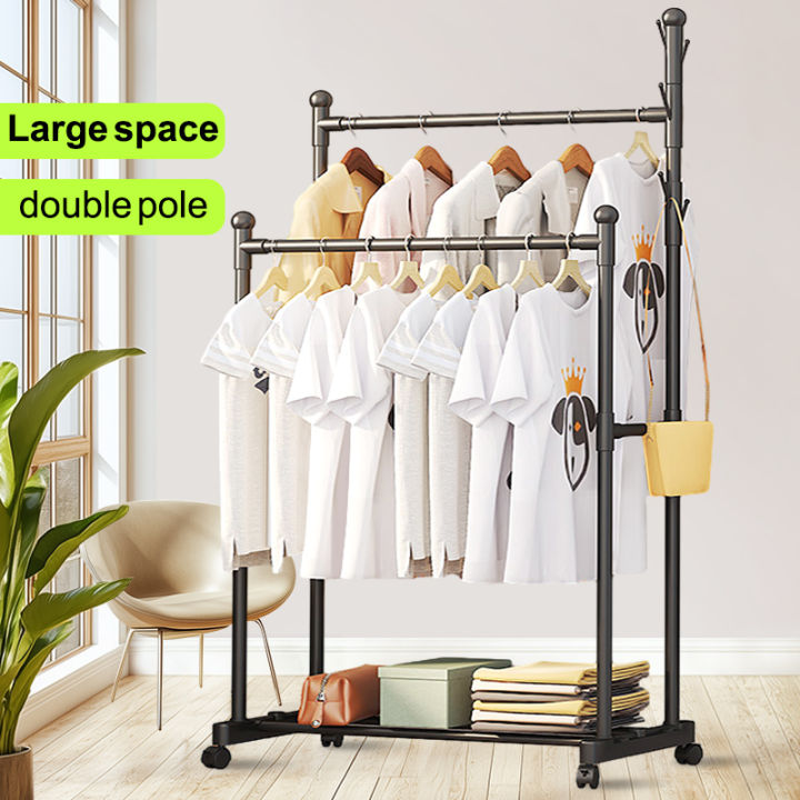 Clothes Drying Rack clothes rack with wheels Affordable Indoor Double ...