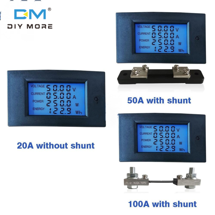 Diymore DC-7.5-100V 20A/50A/100A digital display Voltmeter, Ammeter ...