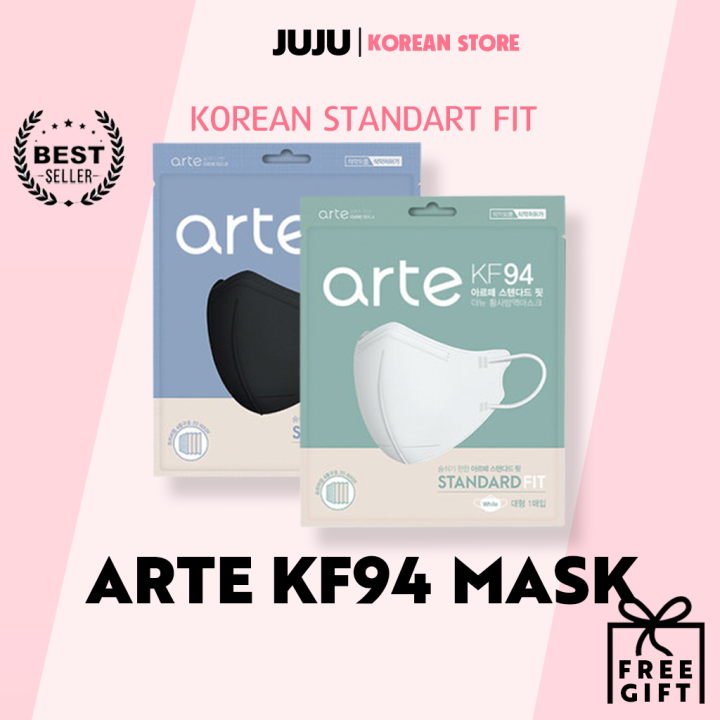 ARTE / KF94 Mask (25pcs) Standard Fit / White / Black | Lazada