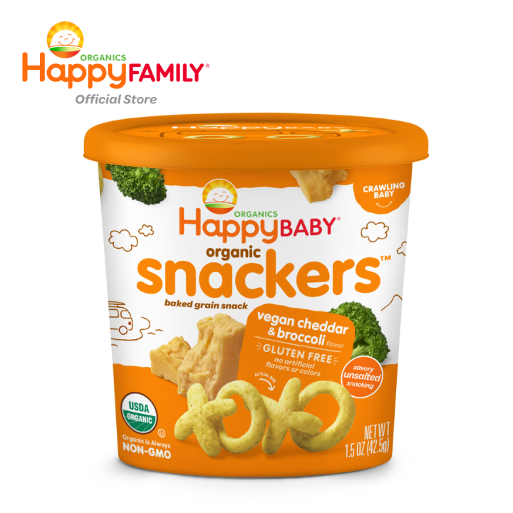 Happy Family Happy Baby Organic Snackers- Vegan Cheddar & Broccoli, 42 ...