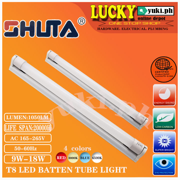 SHUTA T8 LED BATTEN TUBE LIGHT ( STLS12-T8-9W / STLS12-T8-18W ) BLUE/RED/3000K/6500K | Lazada PH