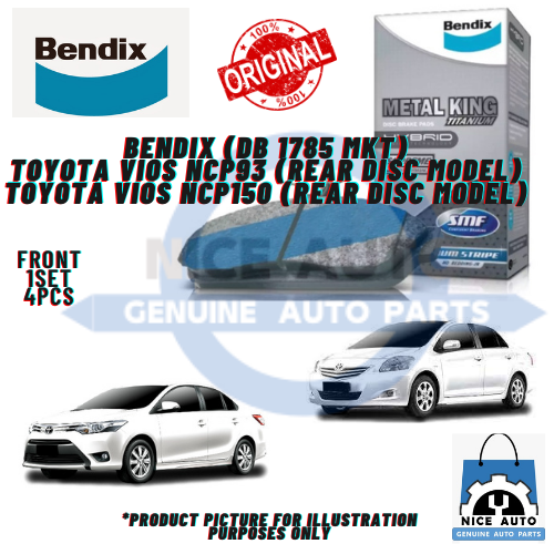 TOYOTA VIOS (NCP93 / NCP150) FRONT BRAKE PAD - BENDIX Metal King ...