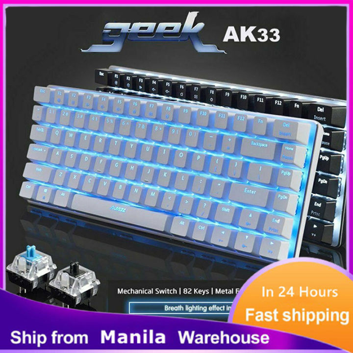 Ajazz AK33 Mechanical Gaming Keyboard Black / Blue Switch 82 Keys Wired Keyboard for PC Games ...