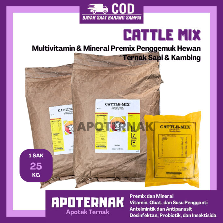 PREMIX CATTLE MIX 1 Sak 25 kg - Multivitamin Mineral Penggemuk Sapi ...