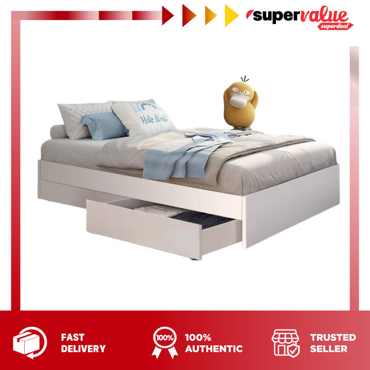 SuperValue Classic Wooden Bed Frame Single Bed with Drawers Or Pull-Out ...
