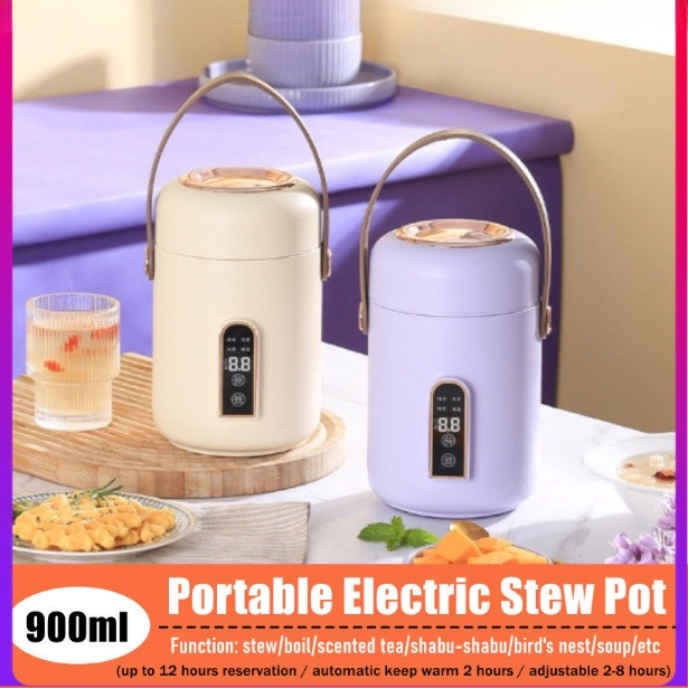【Barley】900ml Mini Multifunctional Electric Cooker Stew Pot Portable ...