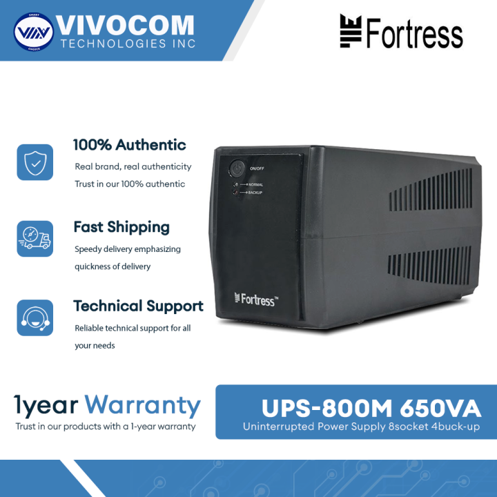 Fortress UPS-800M 650VA 8 Sockets 4buck-up UPS (Uninterruptible Power ...