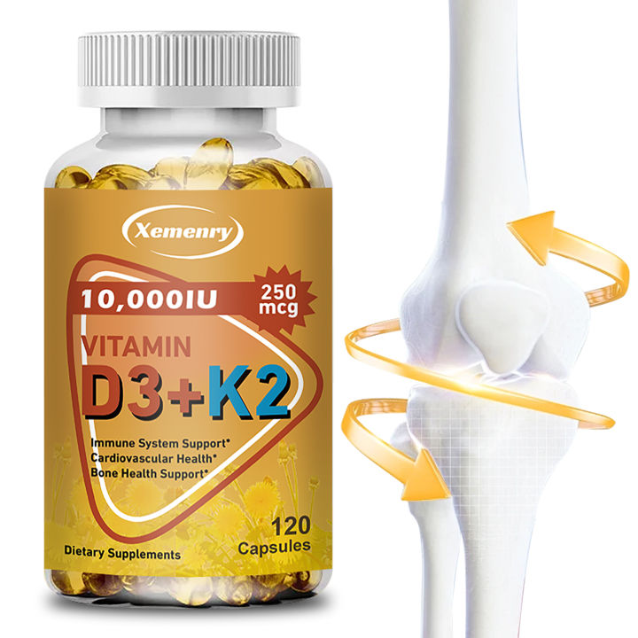 Vitamin D3 10000iu with 250mcg vitamin K2(mk7) Capsules For Bone ...
