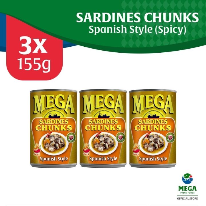 Mega Sardines Chunks Spanish Style 155g (Spicy) by 3's | Lazada PH
