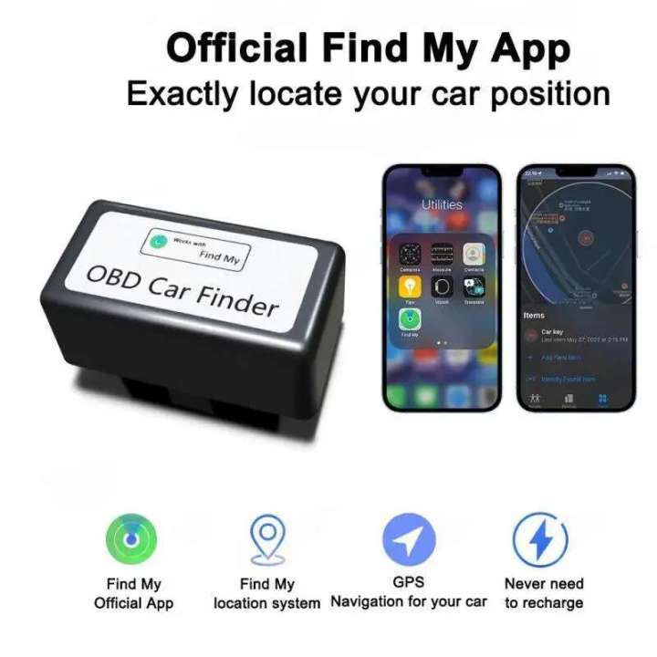 Mini OBD2 Finder Tracker Vehicle Locator For Find My ITag GPS Monitor ...