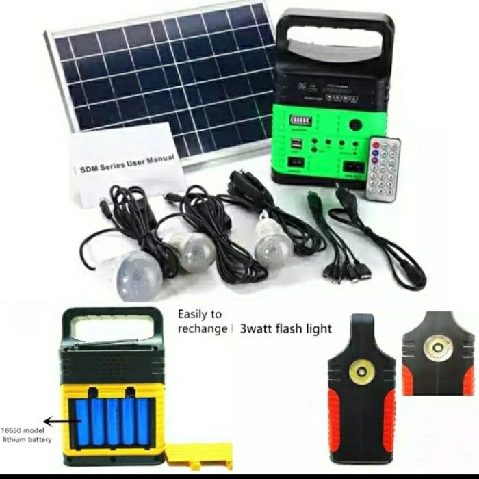 PORTABLE SOLAR GENERATOR HOME LIGHTING & CHARGING SISTEM TENAGA SURYA ...