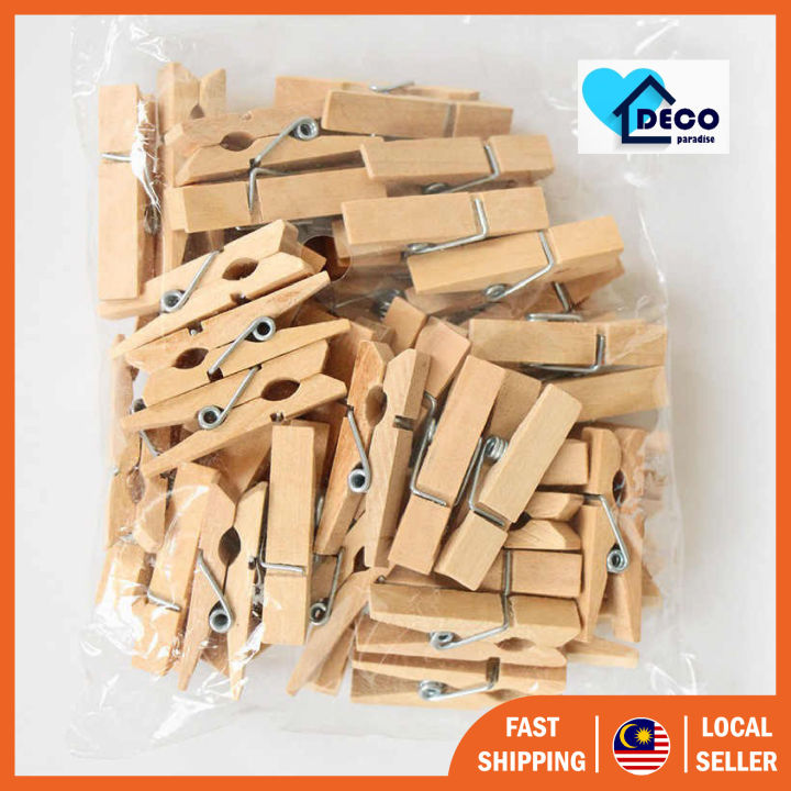 10pcs 35mm Mini Natural Wooden Clips for Photo Clips Craft Decoration ...
