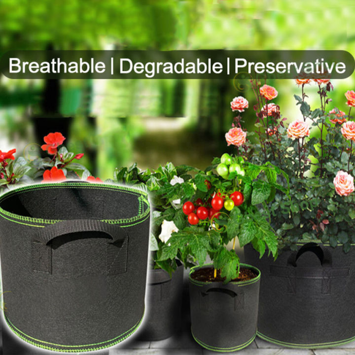 🔥Non Woven Planting Bag Garden Plant Grow Bags Flower Pot Pots For ...
