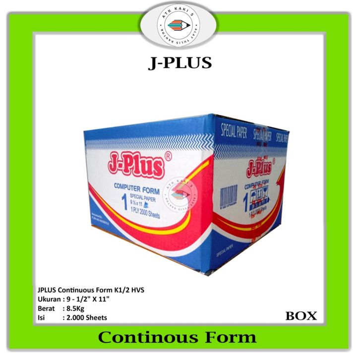 J-PLUS - Continous Form 91/2 x 11 1 Ply/2 ( K1/2 Jplus ) HVS / Kertas Komputer - BOX | Lazada ...